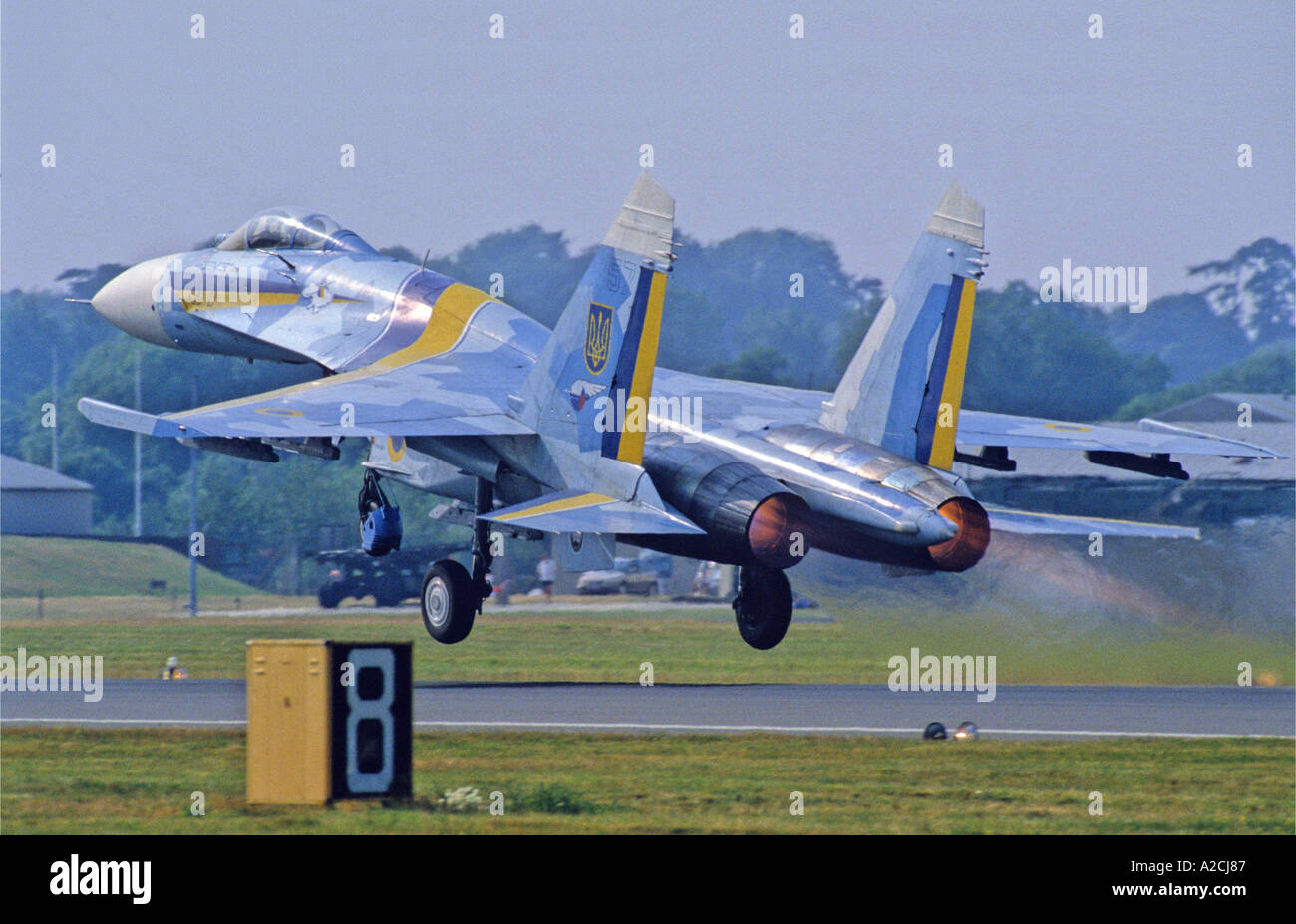 Ukrainian Air Force SU-27 Flanker fighter aircraft is taking off Stock ...