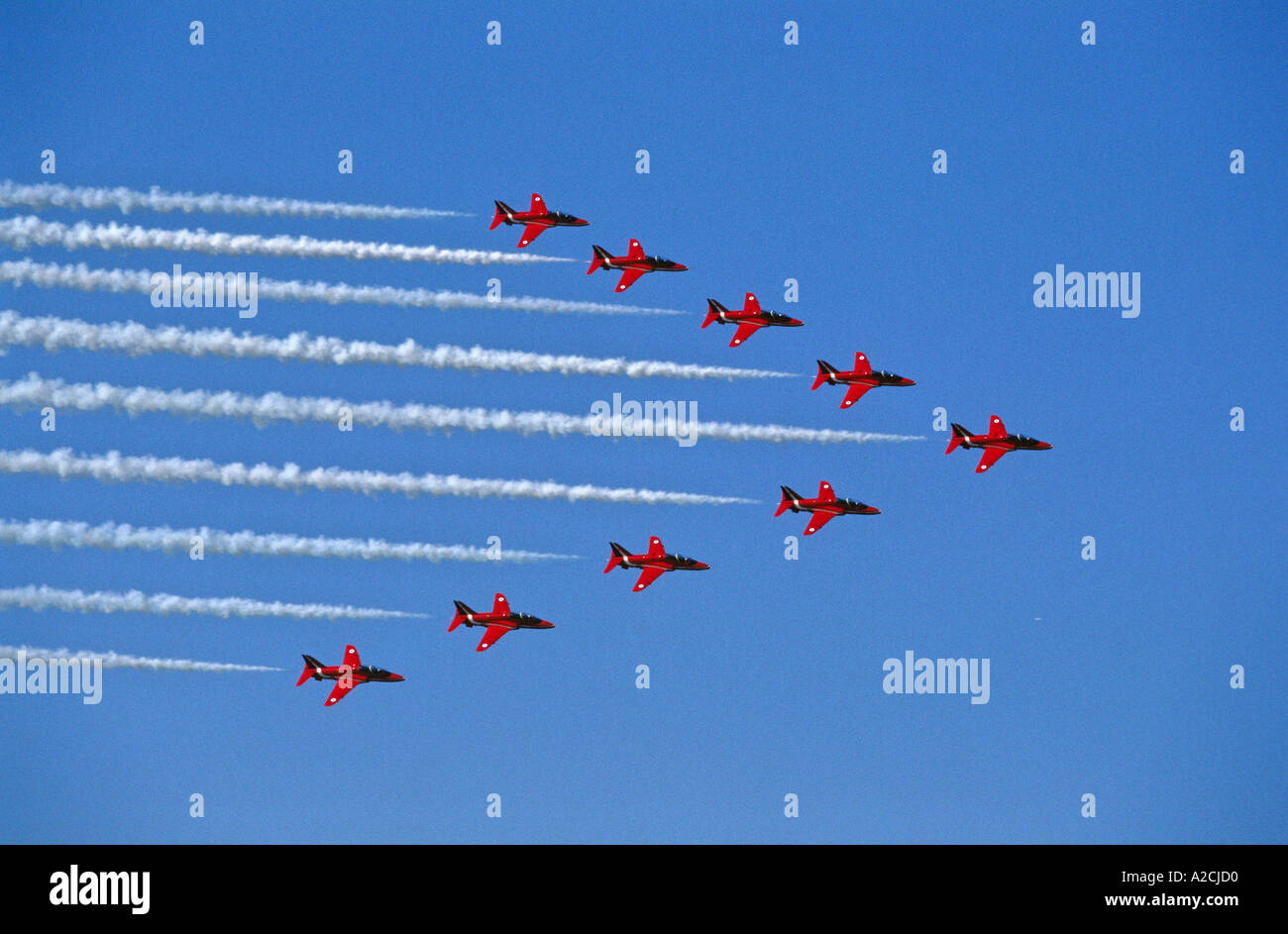 RAF Red Arrows formation display Stock Photo - Alamy