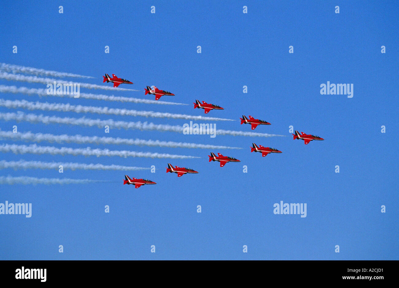 RAF Red Arrows formation display Stock Photo - Alamy