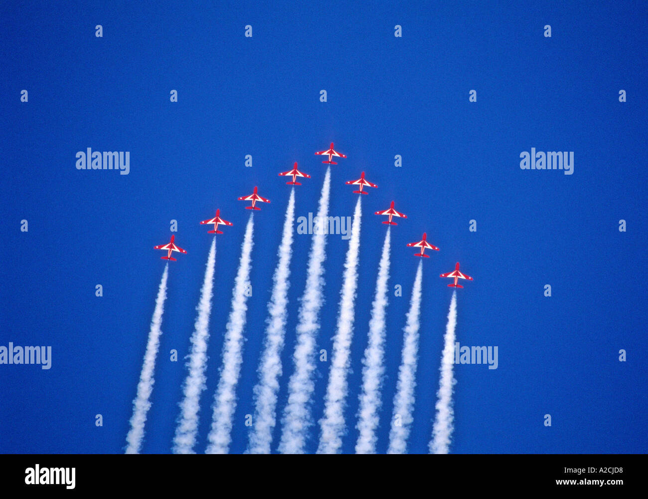 RAF Red Arrows formation display Stock Photo - Alamy
