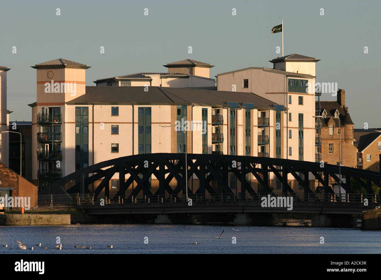Modern development in Leith, Edinburgh in the late evening sun Stock ...