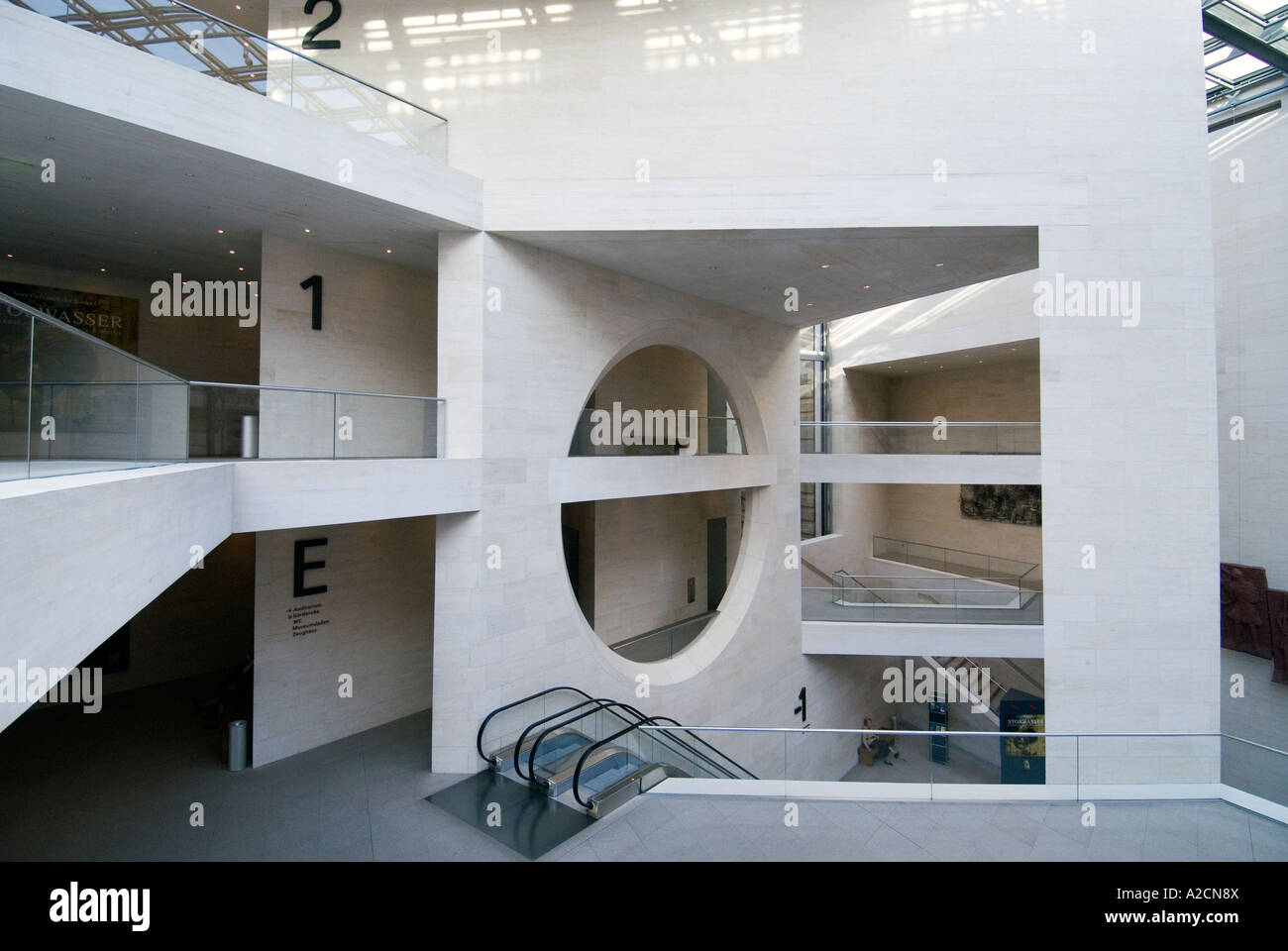 Interior of modern IM Pei Building at Deutsches Historisches Museum ...