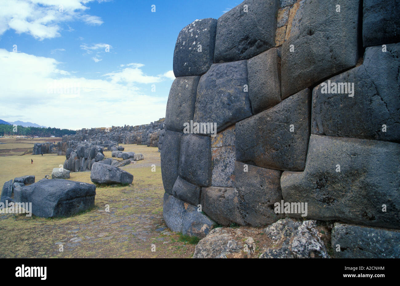 stone wall at Sacsayhuaman Fortress in Cuzco in Peru Stock Photo - Alamy