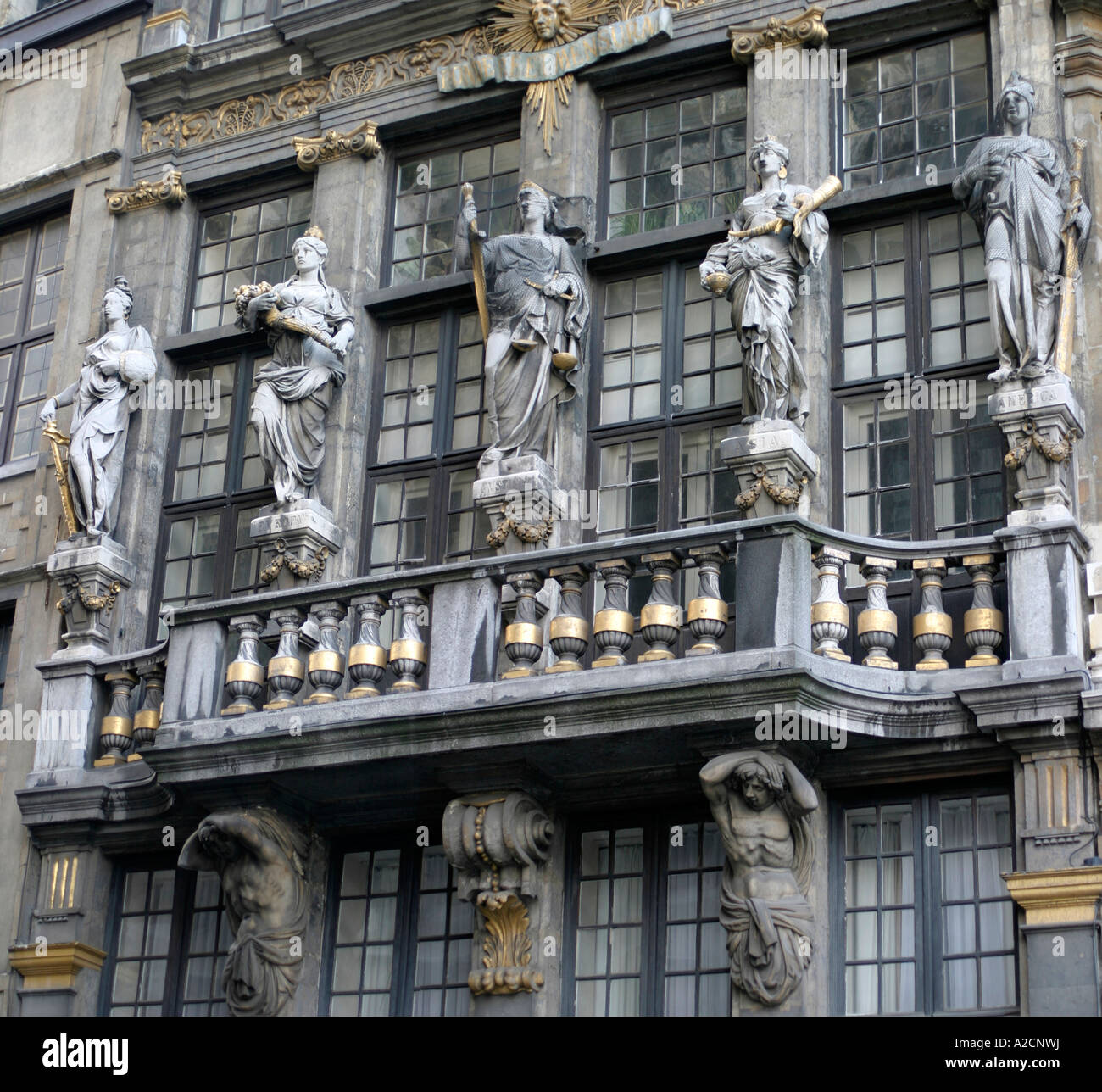 Statues of Justice, Guildhalls, Grand Place, Brussels Stock Photo - Alamy