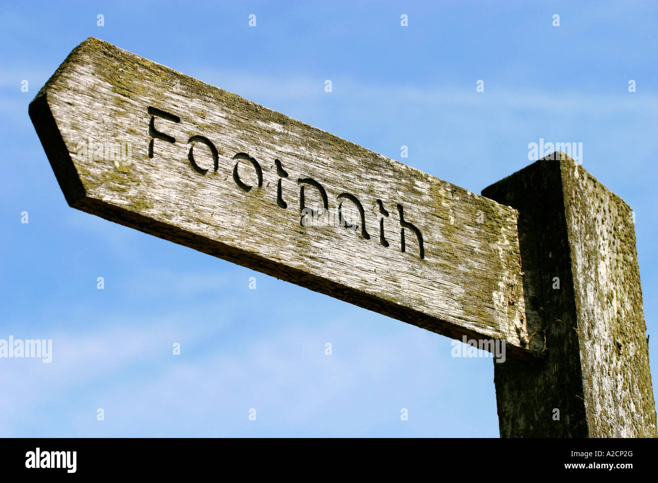 Wooden Footpath Sign showing the Line of the Public Footpath Stock ...