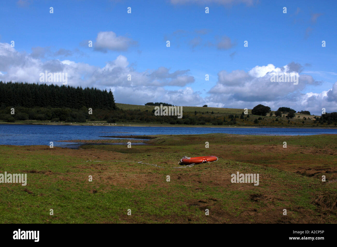 Low water levels and late afternoon sunshine at Fernworthy Reservoir on ...