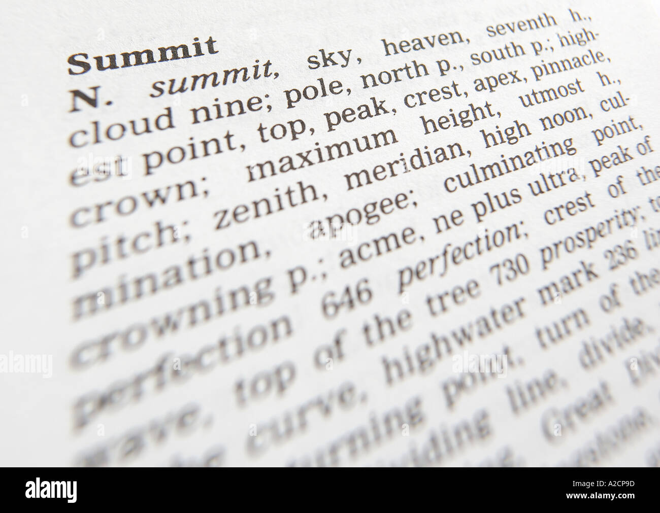 Thesaurus page showing definition word hi-res stock photography and ...