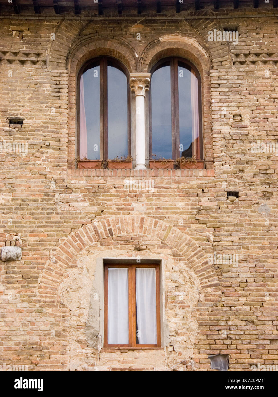 Stone Architecture Window Reflection in Sangimignano Tuscany Italy ...