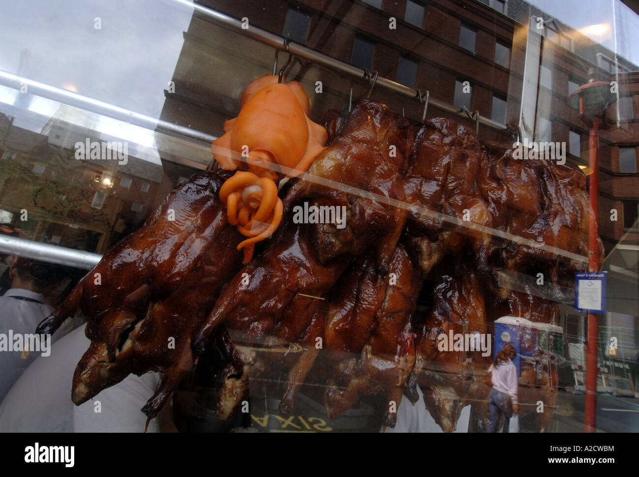 Looking through the front window of a Chinese restaurant in China Town ...
