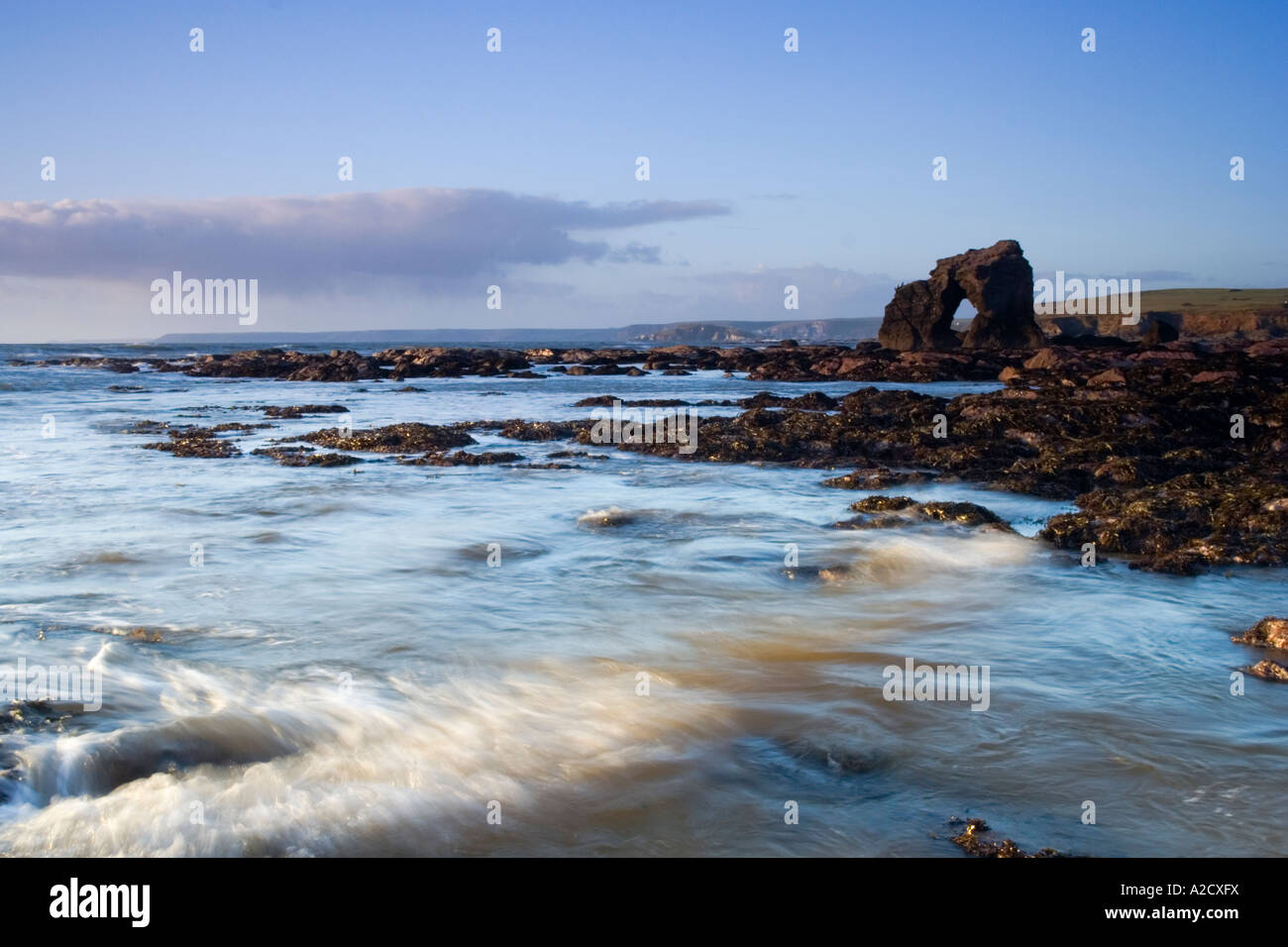 Surging wave at Thurlestone Sands Beach Devon UK With Thurlestone Rock ...