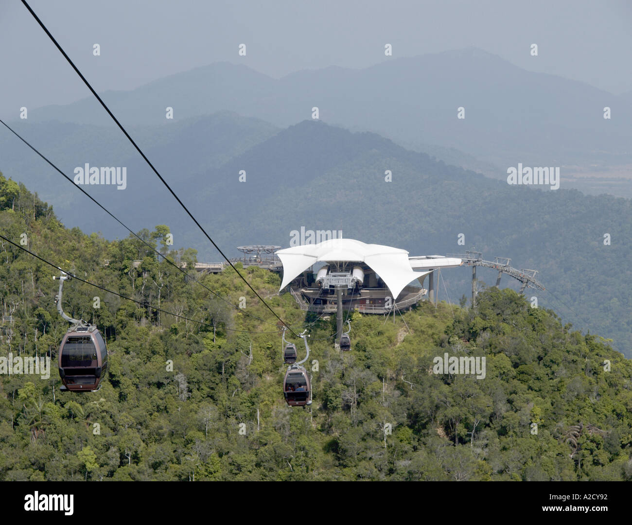 CABLE CAR RIDE LOOKING AT STATION ONE FROM STATION TWO GUNUNG MACINCANG ...