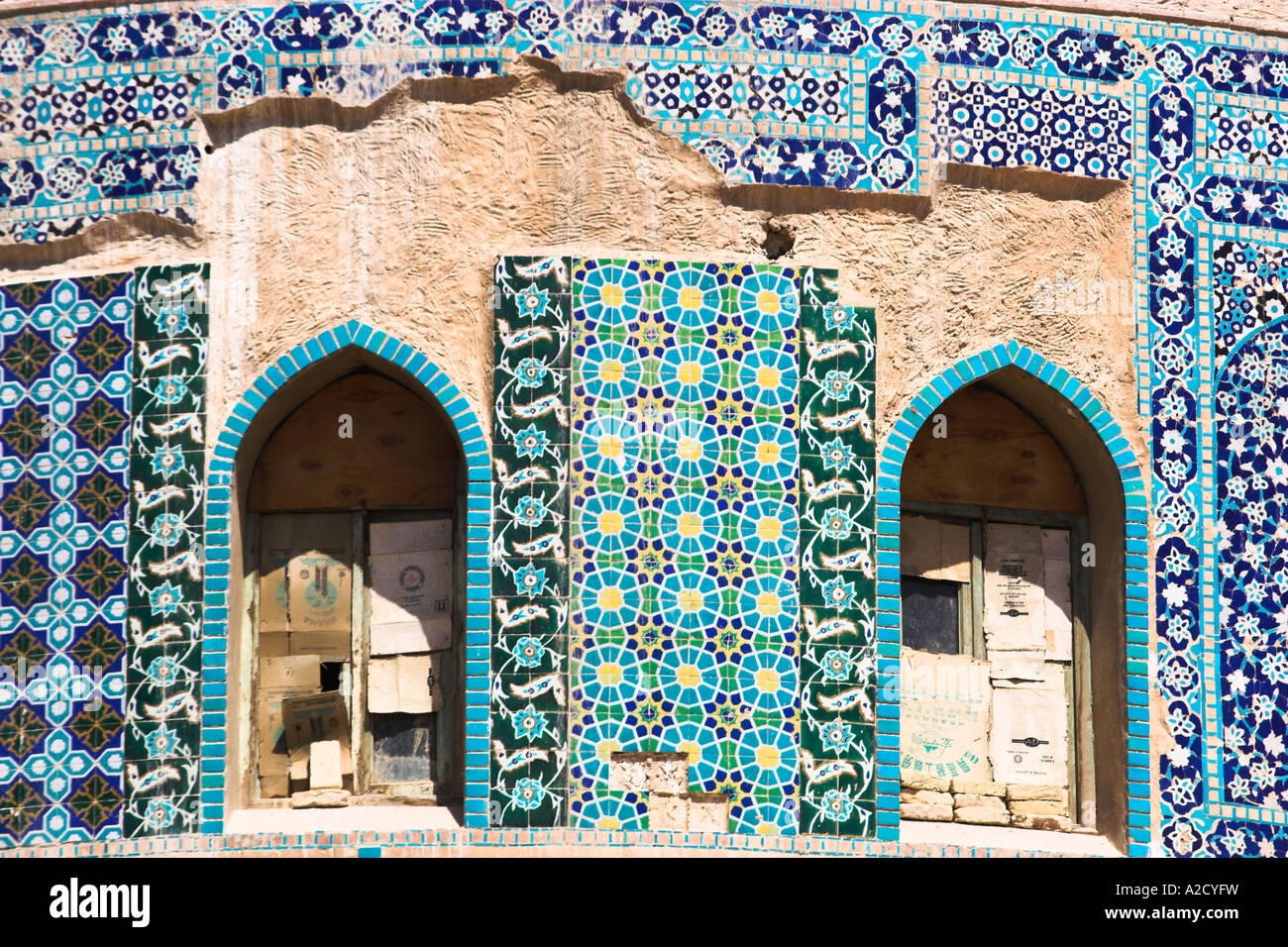 AFGHANISTAN Balkh Mother of Cities Detail of turquoise glazed tiles on ...