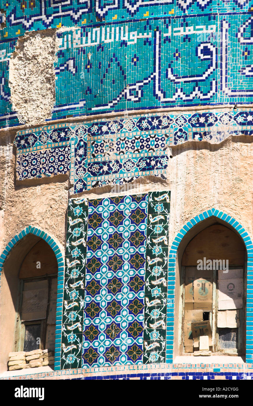 AFGHANISTAN Balkh Mother of Cities Detail of turquoise glazed tiles on ...