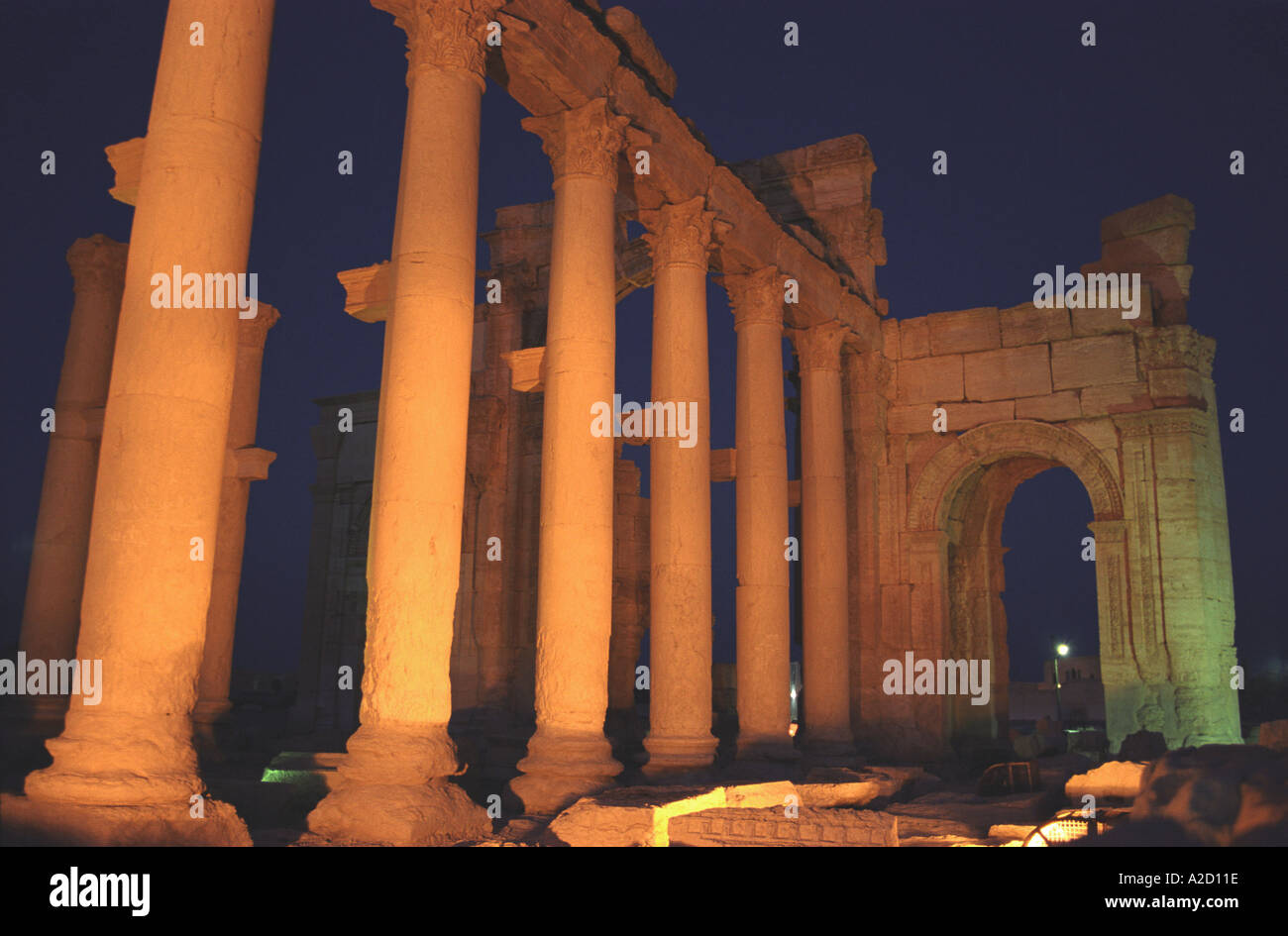 Columns of the Great Colonnade in the Ruined Roman City of Palmyra ...
