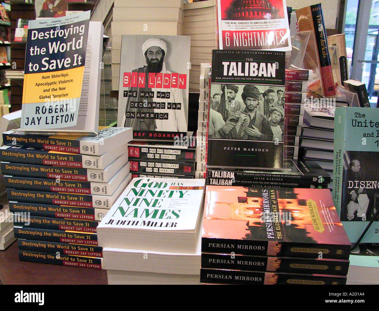 Books about terrorism in New York City bookstore USA Stock Photo - Alamy