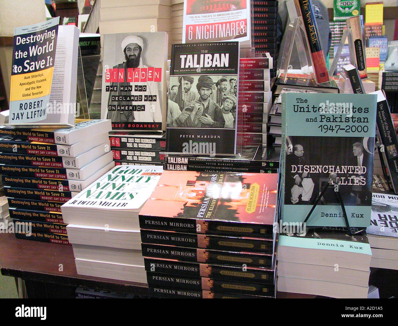Books about terrorism in New York City bookstore USA Stock Photo - Alamy