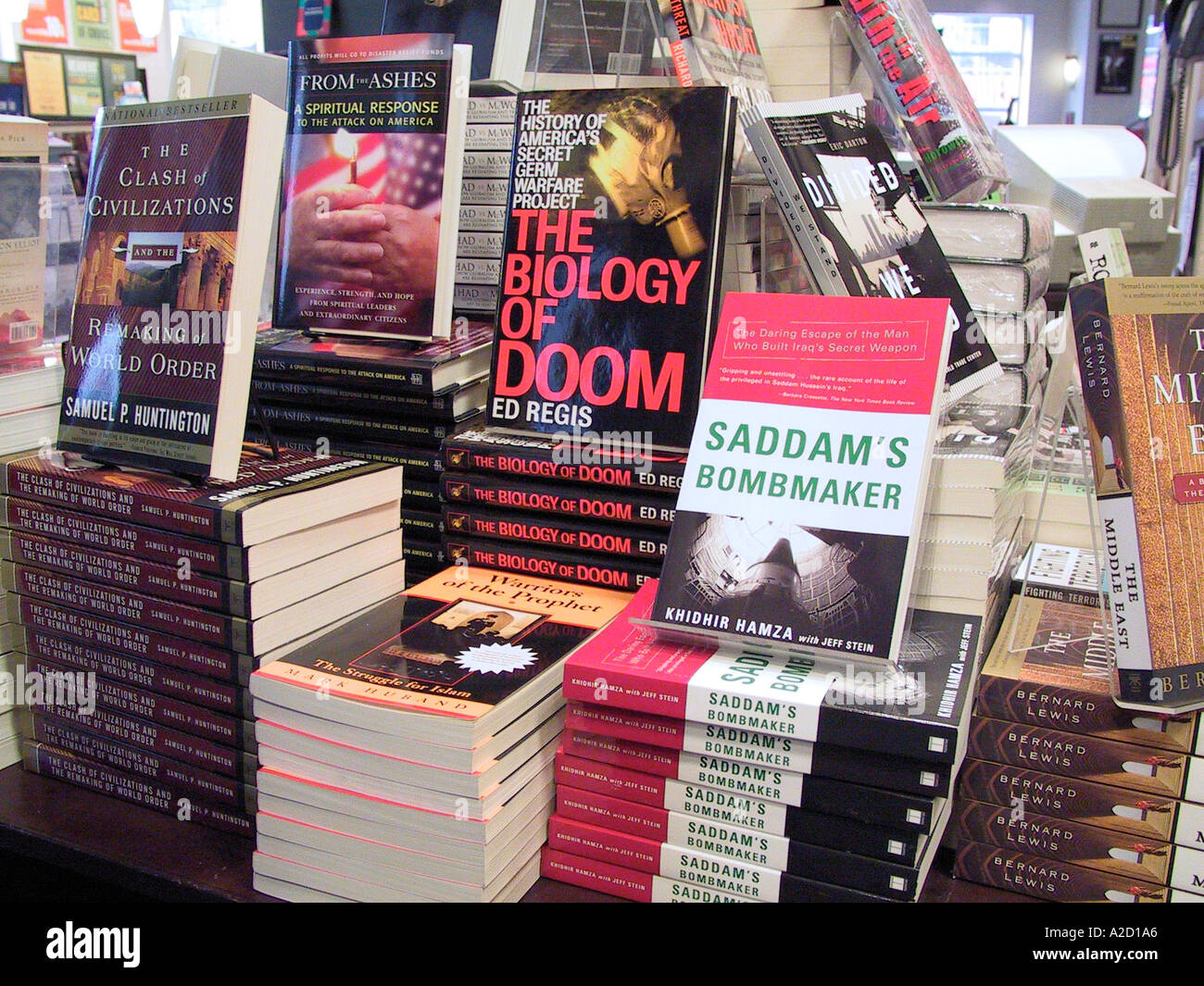 Books about terrorism in New York City bookstore USA Stock Photo - Alamy