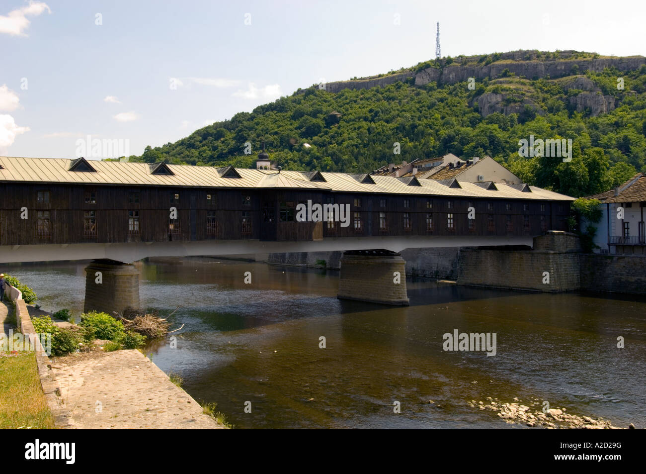 Europe Bulgaria Lovech covered bridge over the river Osam Stock Photo ...