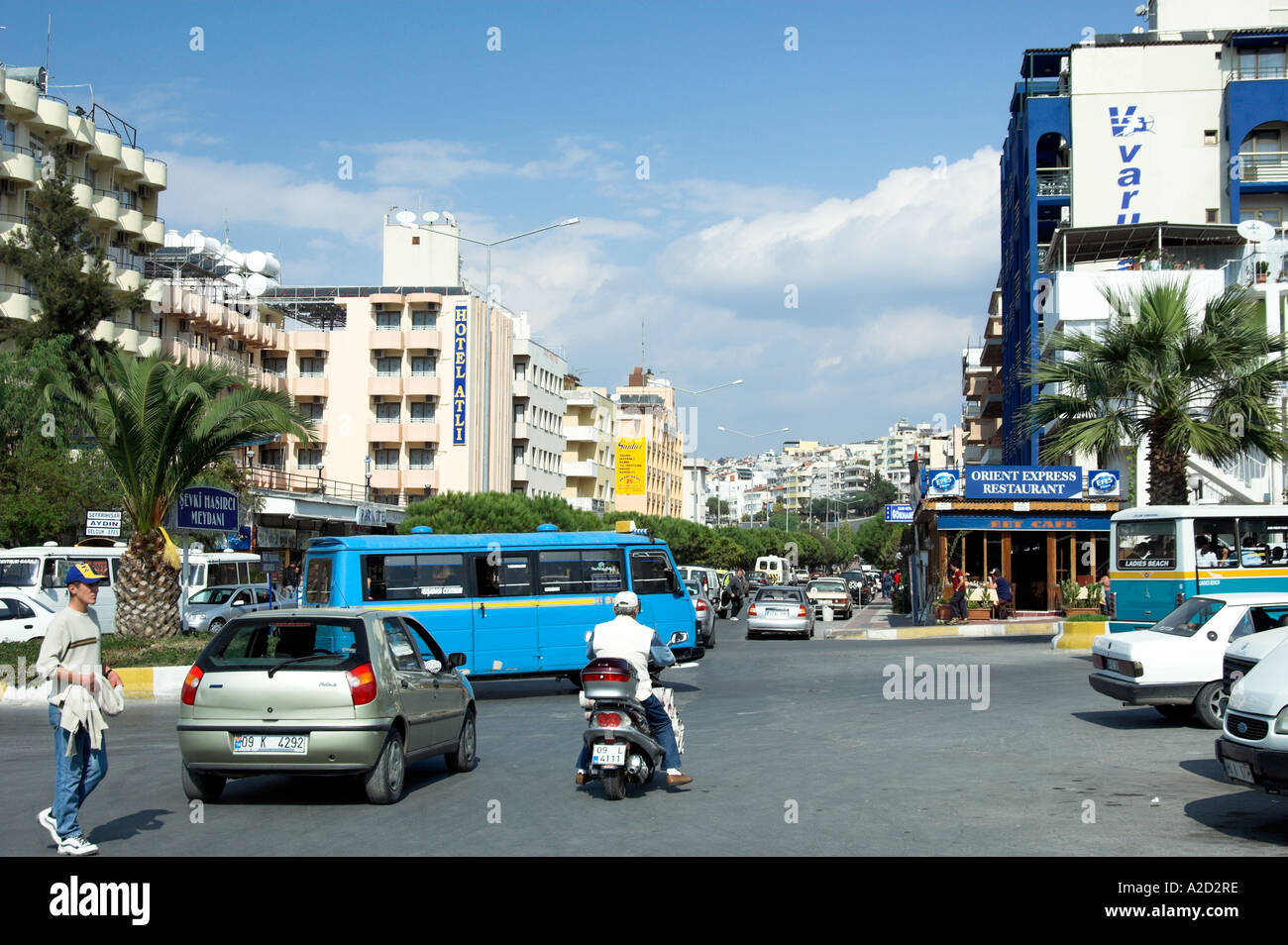 Transportation at a street corner in Kusadasi Turkey Stock Photo - Alamy