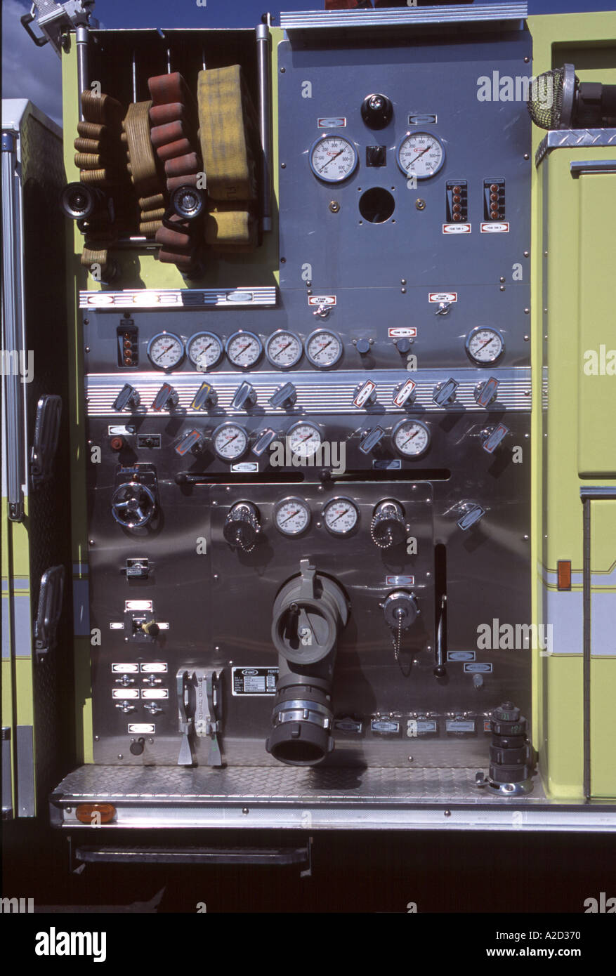 Fire truck control panel Stock Photo - Alamy