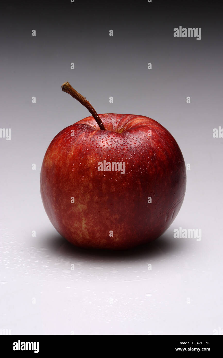 HPA76854 Fruits one red apple uncut with grey background Stock Photo ...