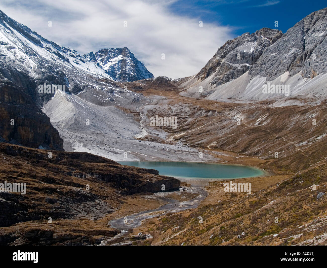 high altitude scenery trekking through Yading National Park China Stock ...