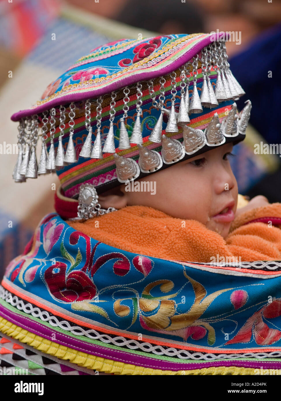 Hani baby traditional hat Yuanyang China Stock Photo - Alamy