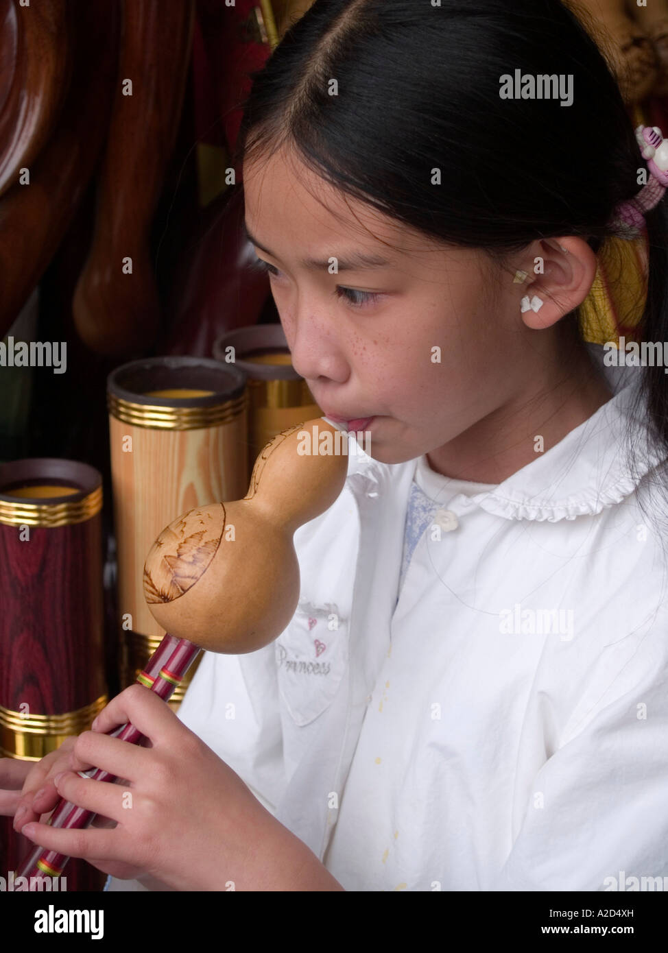 girl practices traditional recorder Kunming China Stock Photo - Alamy