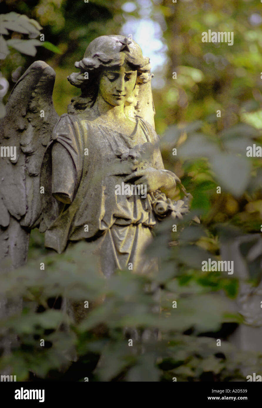 London England Highgate Cemetery Angel on Victorian grave Stock Photo ...