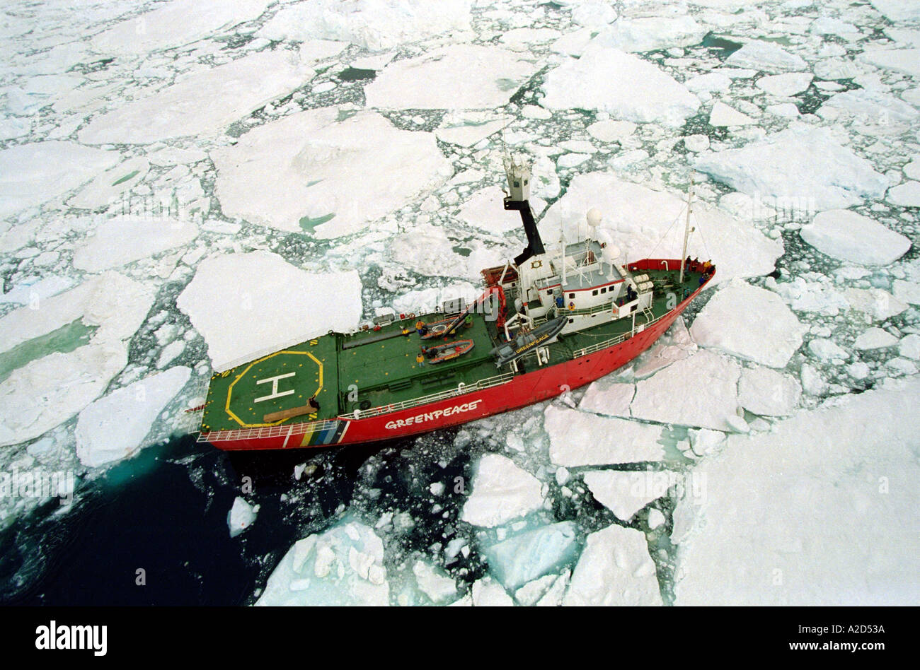 Greenpeace ice breaker in the Prince Gustav Channel in Antarctica Stock ...