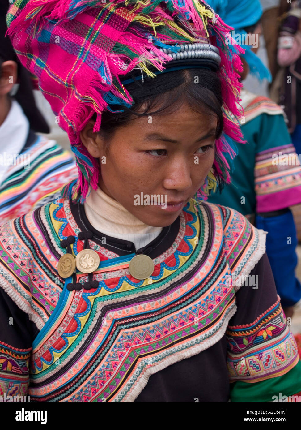 beautifully attired Hani woman Shalatou market China Stock Photo - Alamy