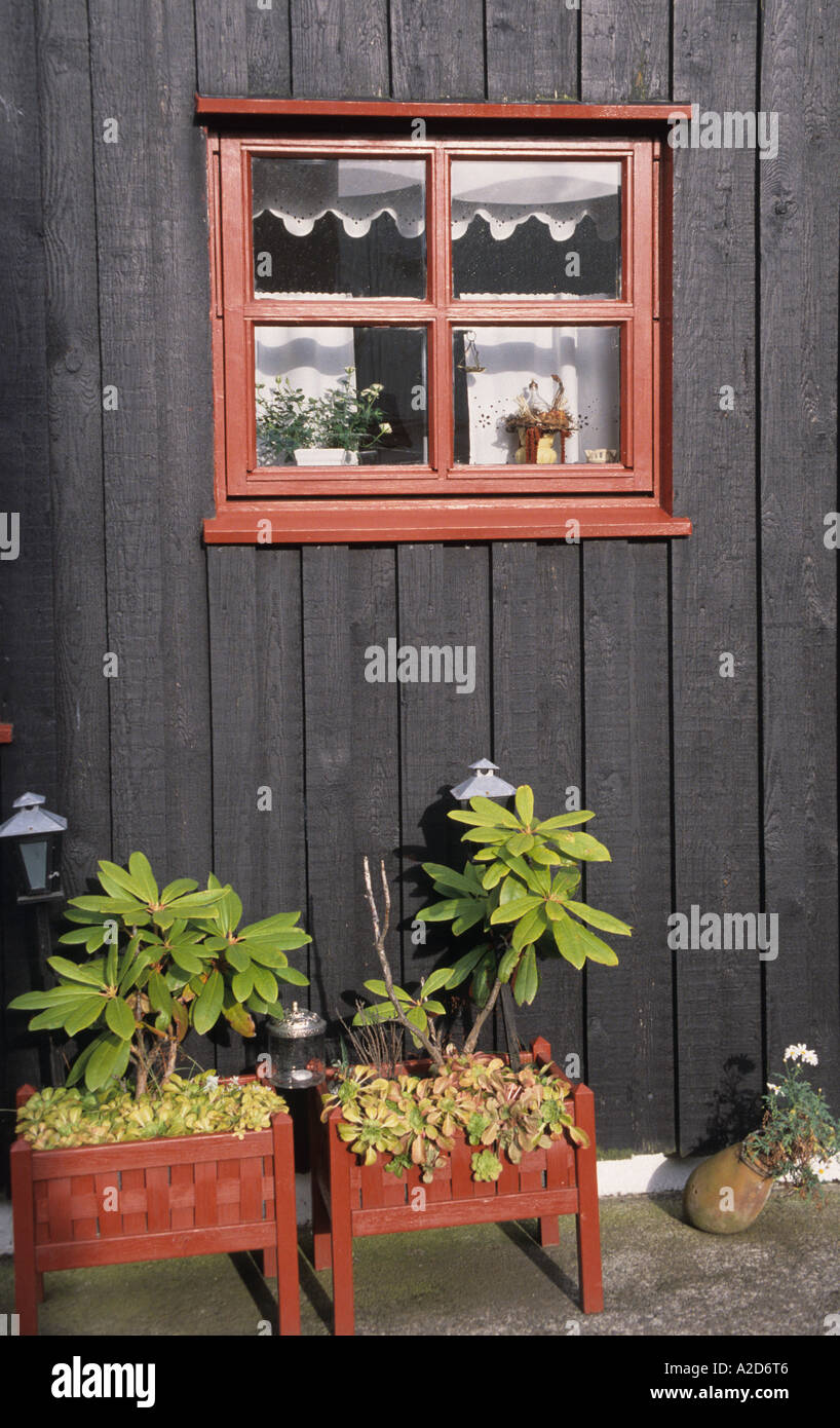 Window in the port of Torshavn the capital of the Faroes Faroes Islands ...