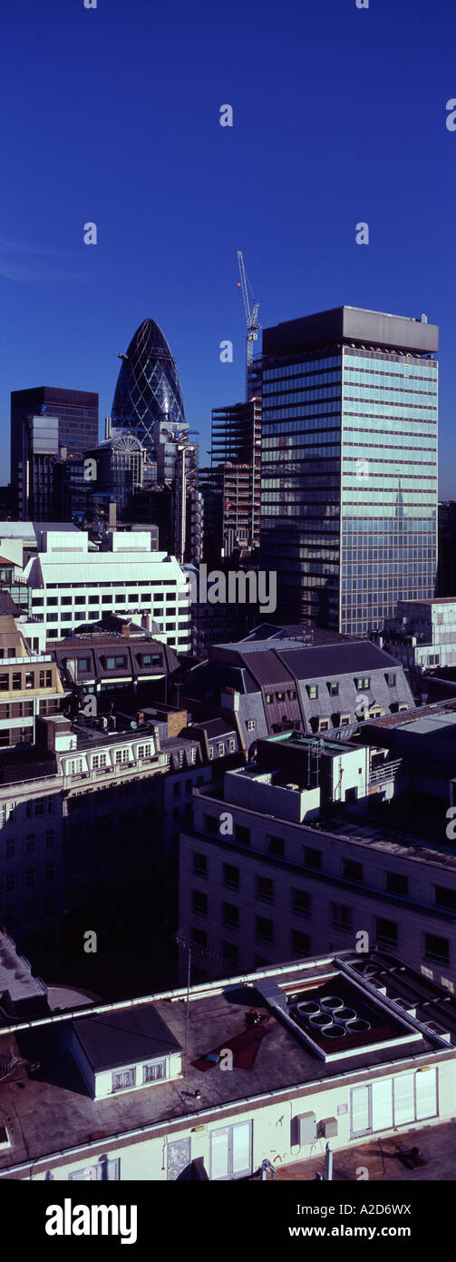 Vertical panoramic format aerial view of the City of London looking ...