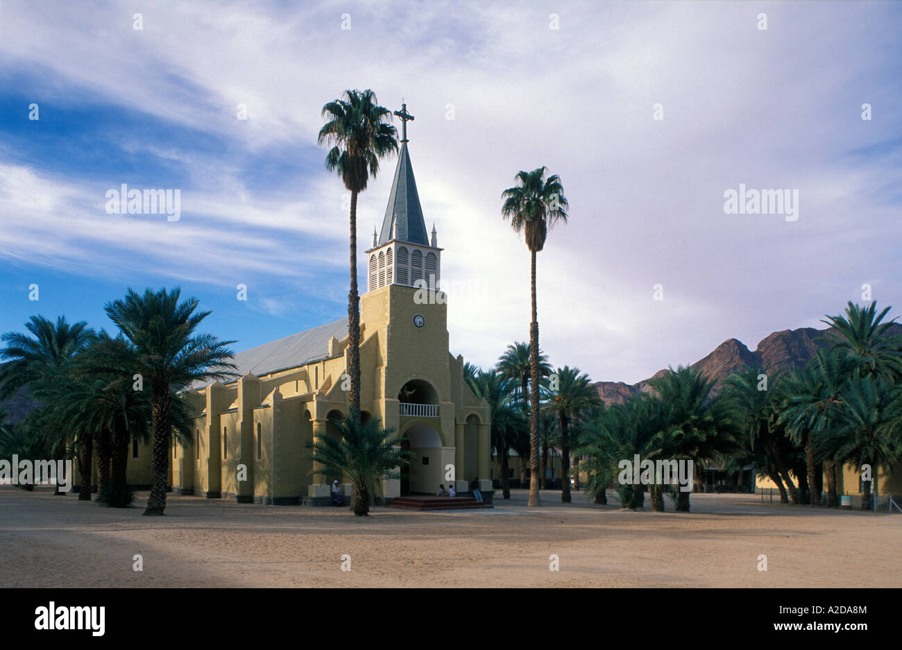 Roman Catholic Church from 1878 in an oasis of date plantation Pella ...