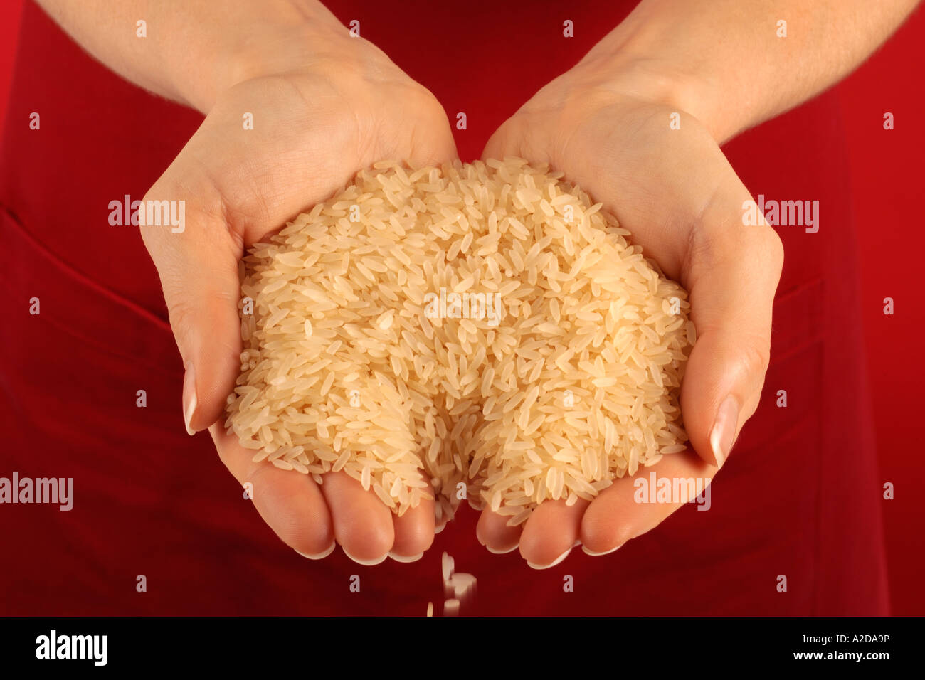 HANDFUL OF LONG GRAIN RICE Stock Photo - Alamy