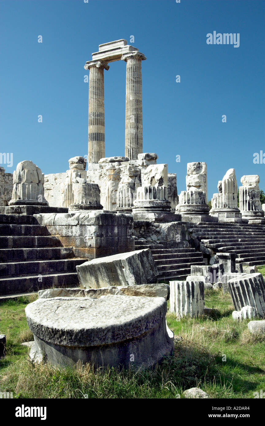 The Temple of Apollo ruins at the Didyma site in western Turkey Stock ...