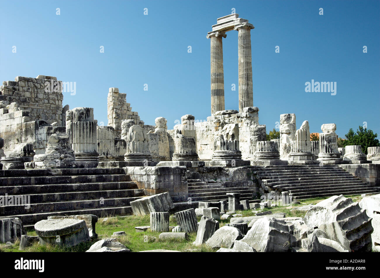 The Temple of Apollo ruins at the Didyma site in western Turkey Stock ...