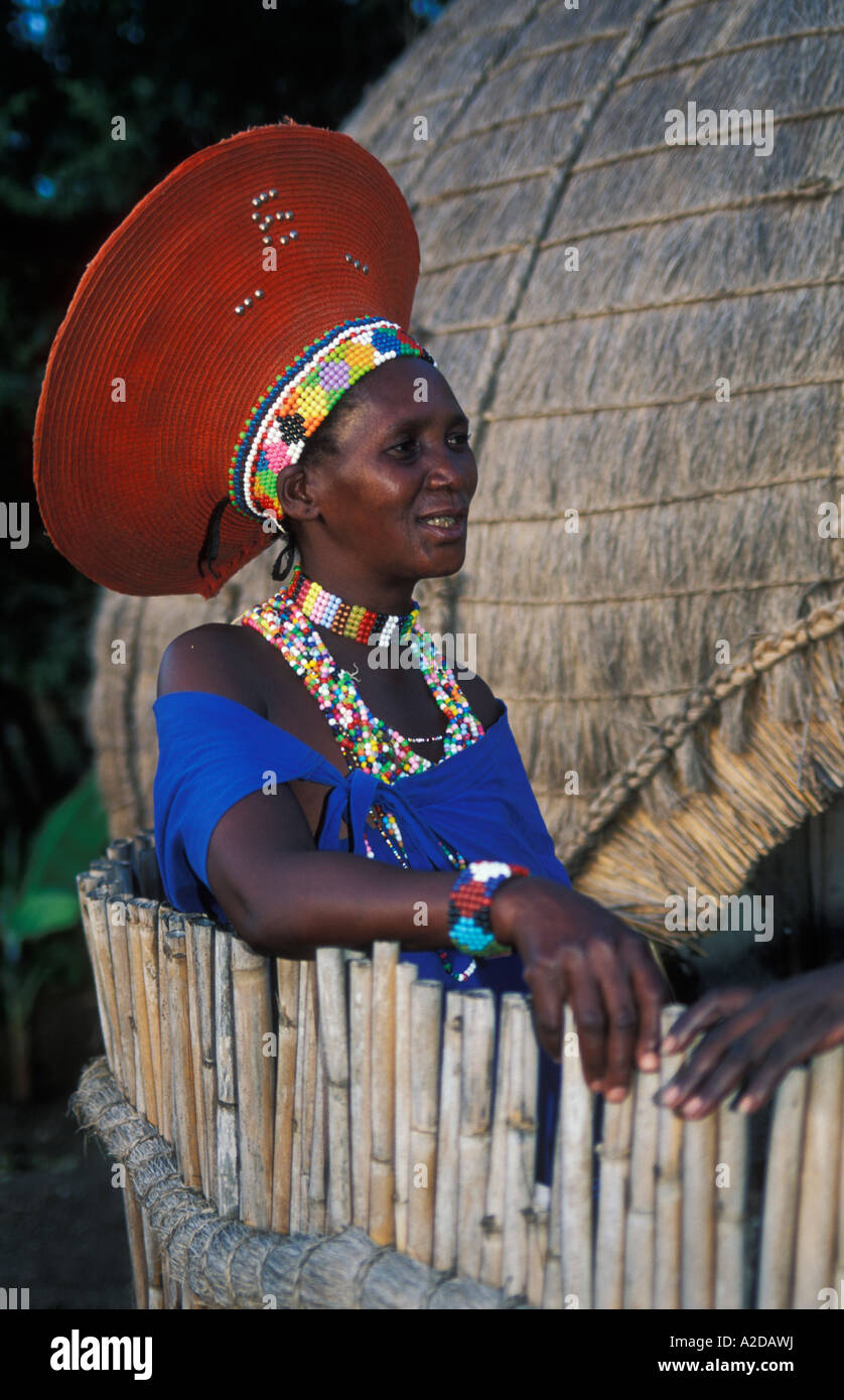 Zulu Married Woman Wearing A Traditional Hat Kwazulu Natal South Africa