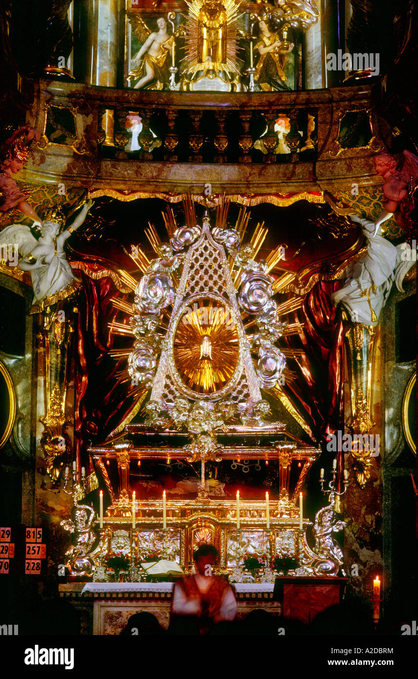 Asam Church, built from 1733 to 1746. Close up of altar lavishly rich ...