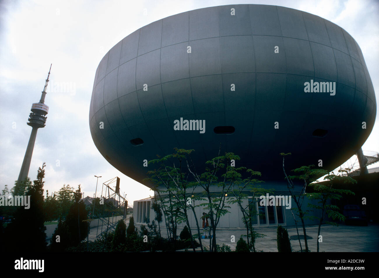 Base of BMW building, Munich, Germany with Tower in the background ...