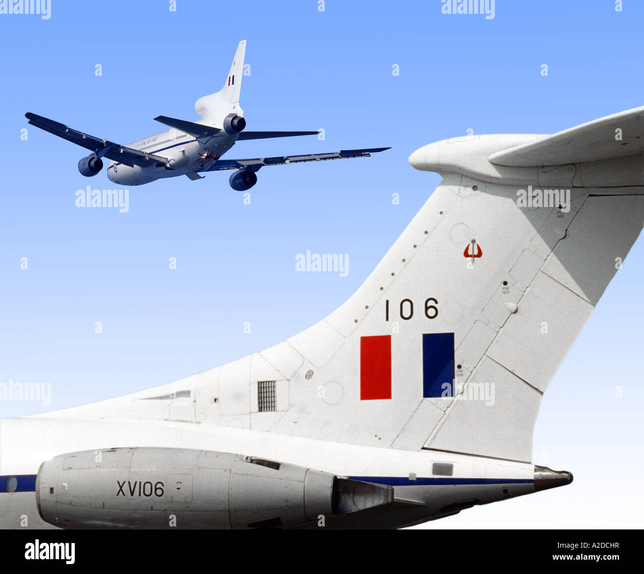 RAF VC10 CARGO/TANKER AIRCRAFT FIN WITH AN RAF TRISTAR CARGO/TANKER ...