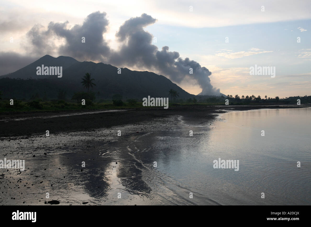 Mt Tuvurvur from Simpson harbour, Rabaul, East New Britain, Papua New ...