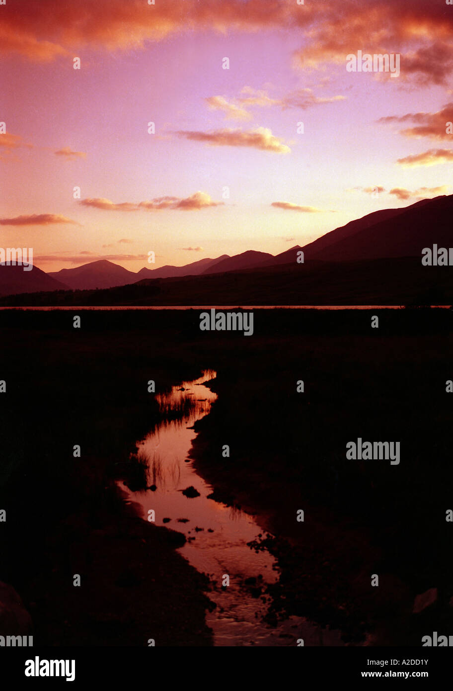 Sunset on Rannoch Moor, Argyll, Western Scotland Stock Photo - Alamy