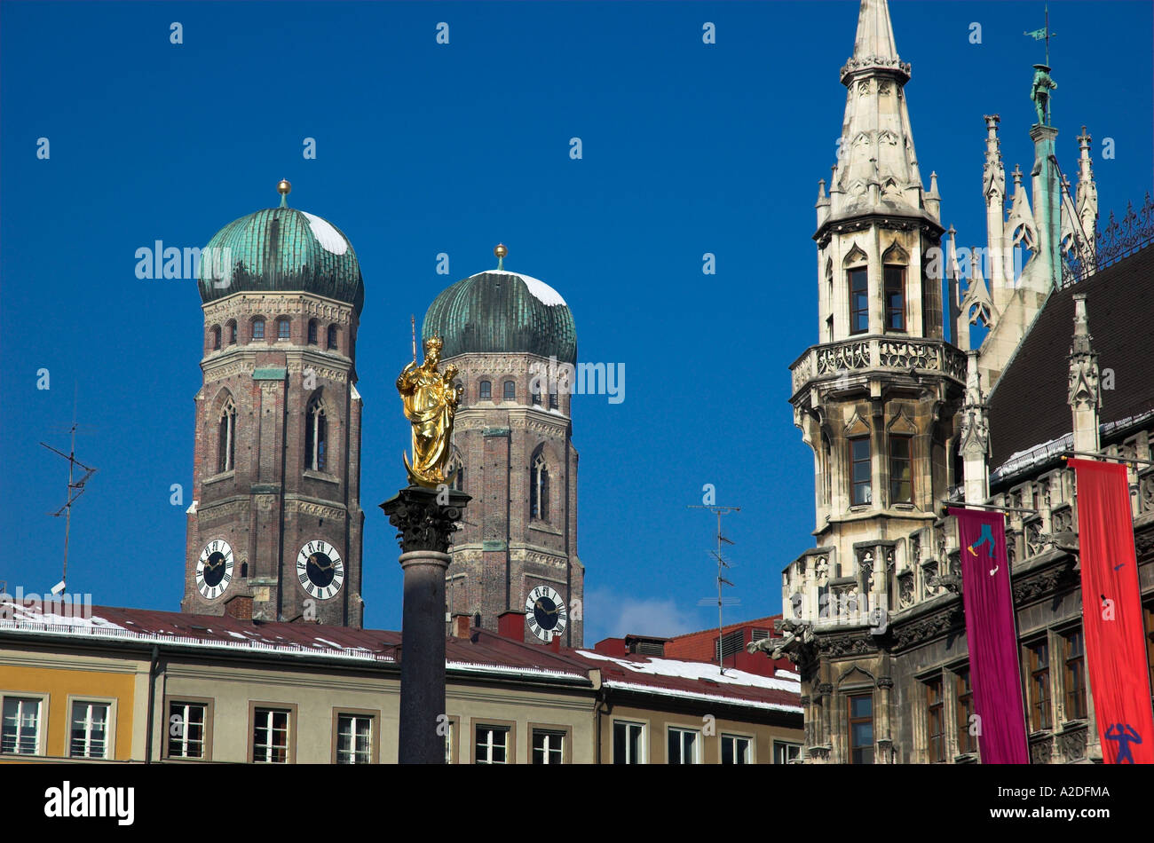 St. Mary's Column, Munich, Marienplatz and Frauenkirche, Cathedral ...