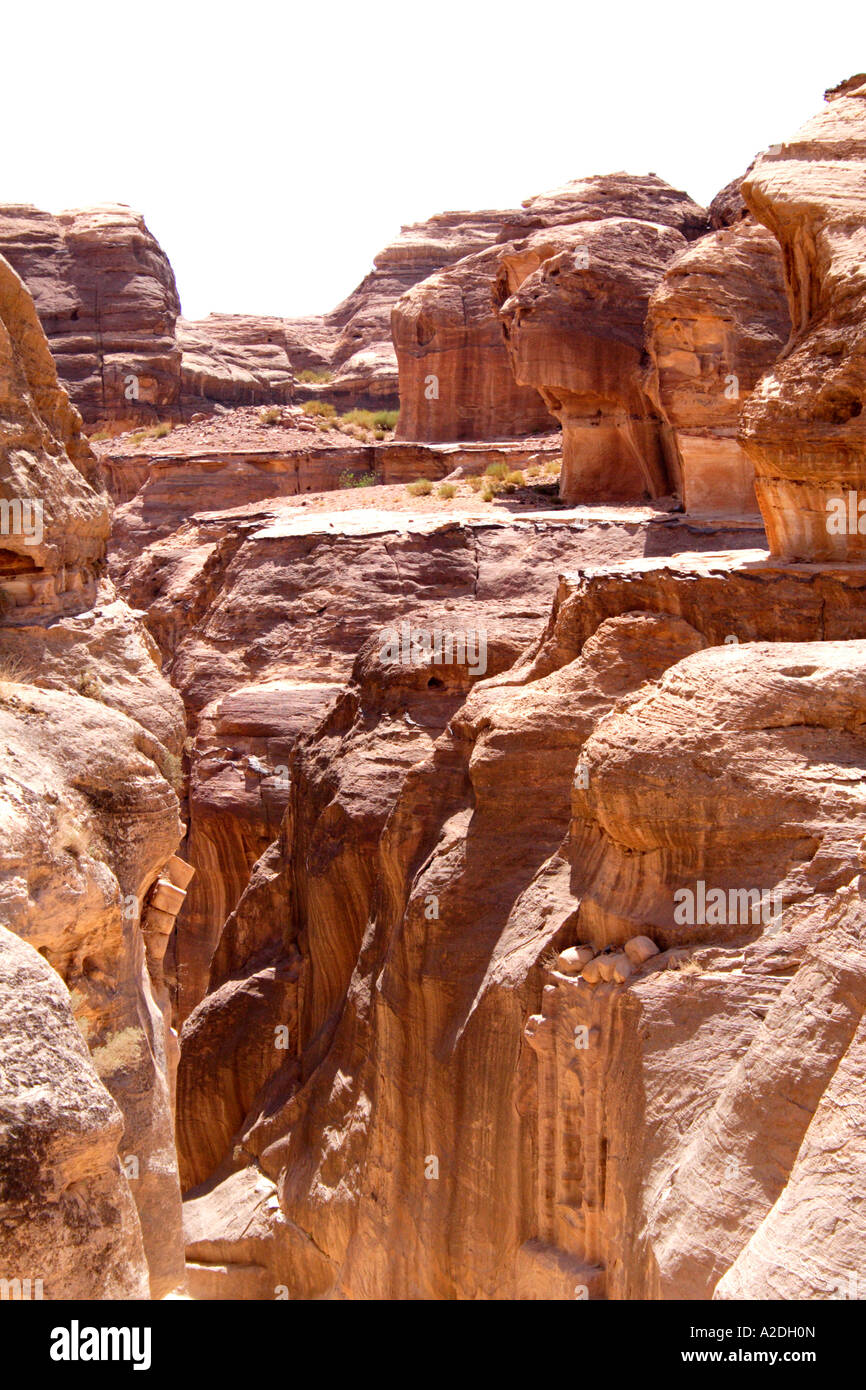 Rock carved building Petra Jordan Middle East Stock Photo - Alamy