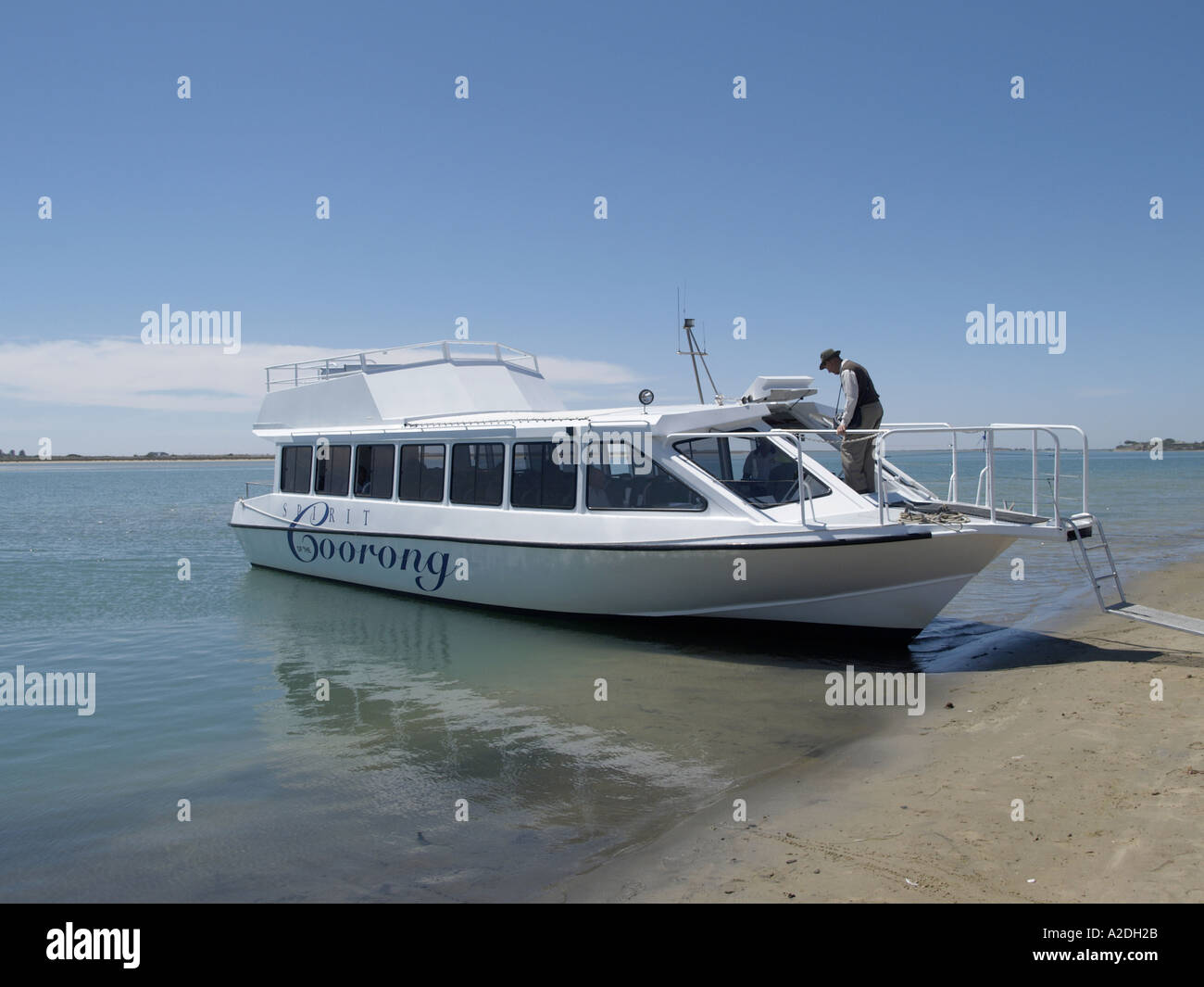 SPIRIT OF THE COORONG TOURIST CRAFT ASHORE COORONG LAGOON YOUNGHUSBAND ...