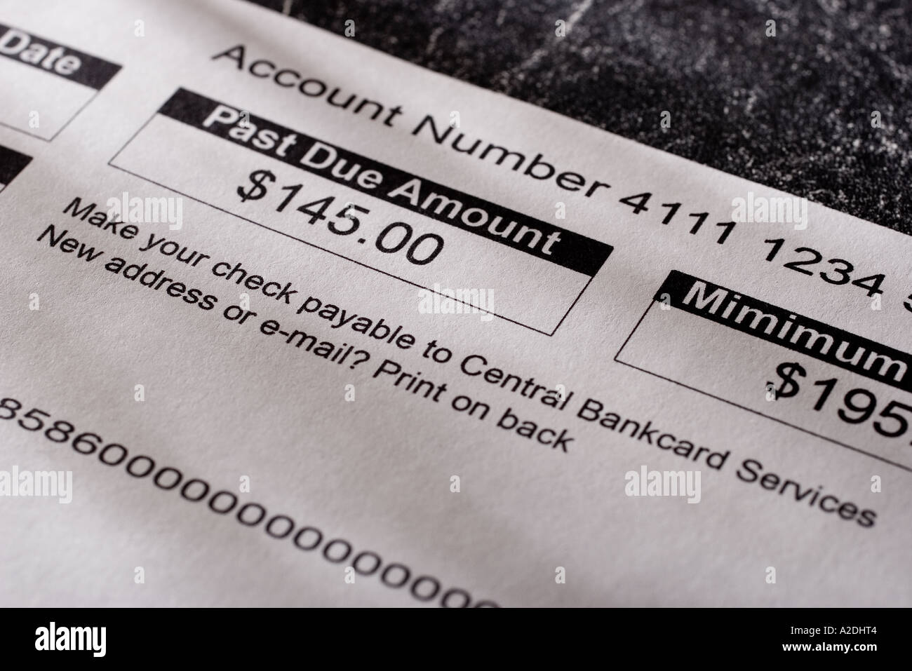 Past Due notice on a credit card statement Stock Photo - Alamy
