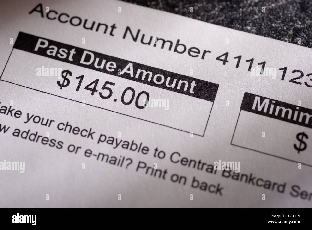 Past Due notice on a credit card statement Stock Photo - Alamy