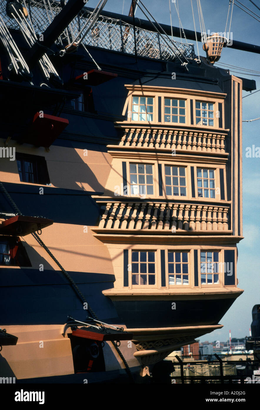 STERN OF HMS VICTORY. NELSON'S FLAGSHIP AT THE BATTLE OF TRAFALGAR ...