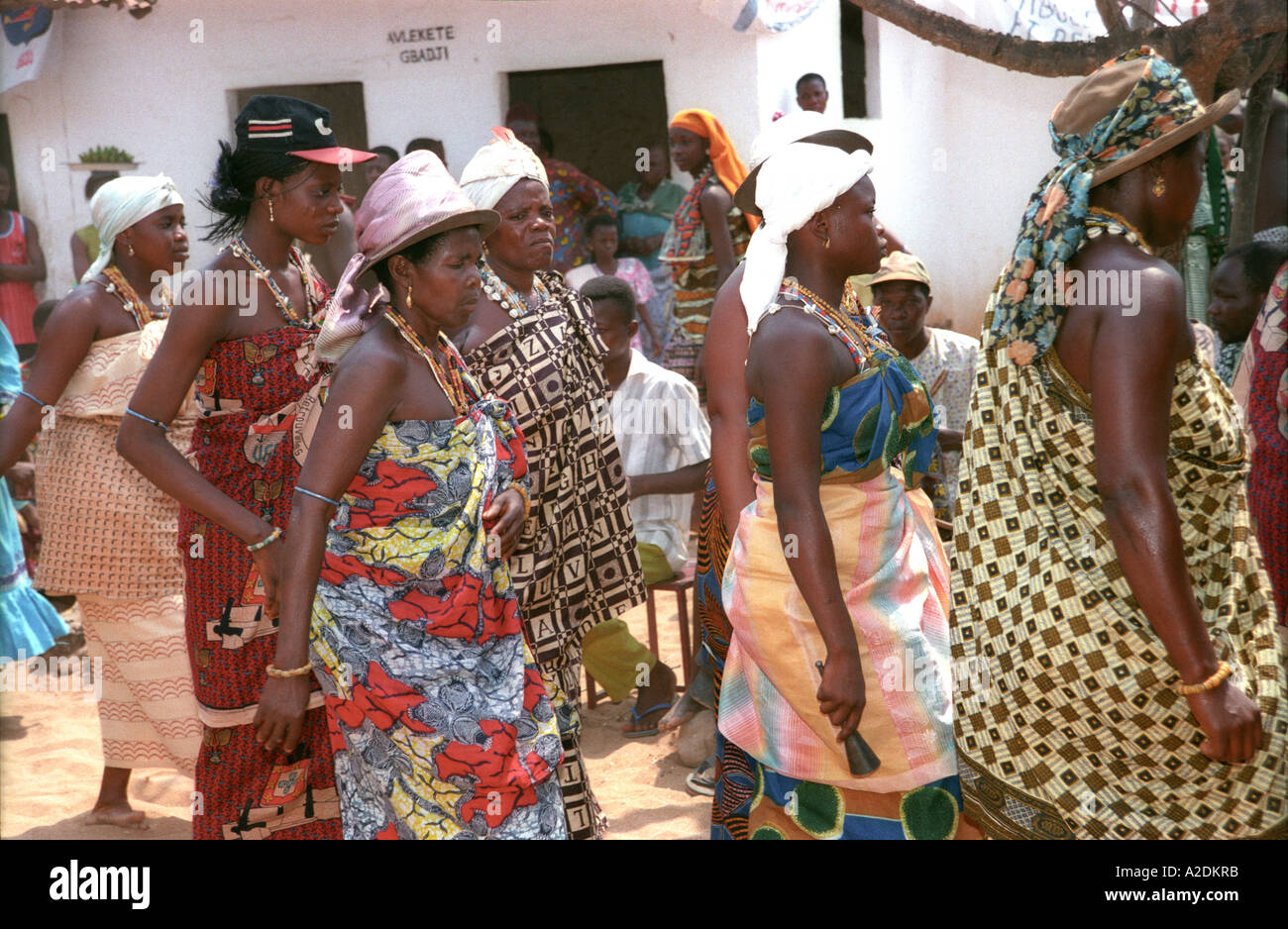Women dancing in procession at voodoo ceremony , West Africa Stock ...